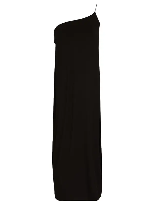Enza Costa One-shoulder Stretch-jersey Midi Dress - Black