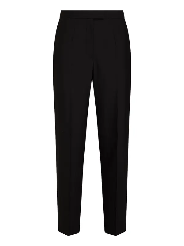 Another Tomorrow Wool Tapered Trousers - Black