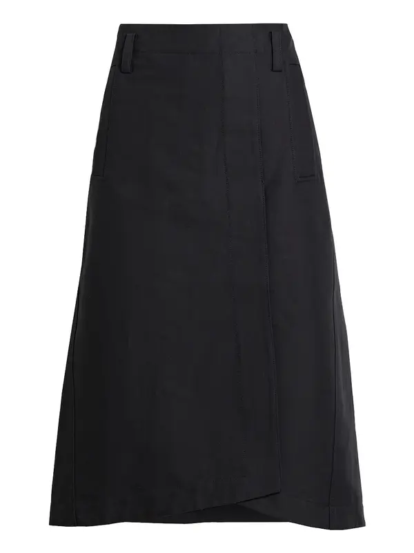 Tibi Wrap-effect Cotton Skirt - Black