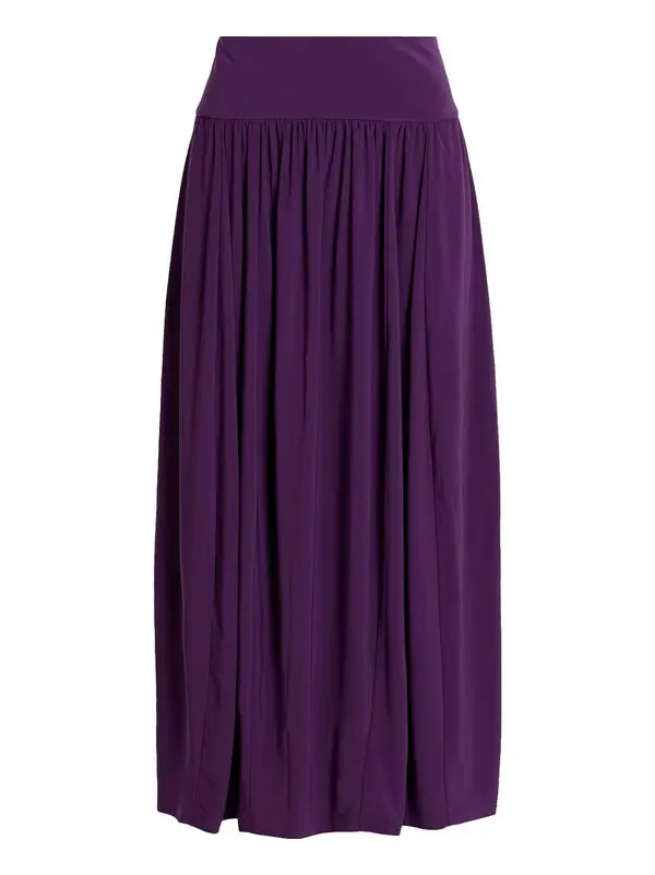 Tibi Gathered Jersey Midi Skirt - Purple