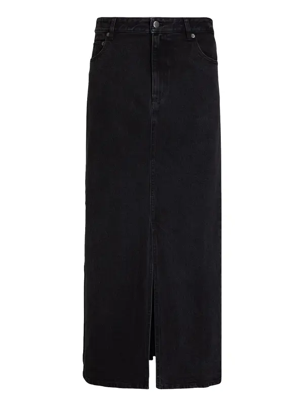 Tibi Denim Midi Skirt - Black