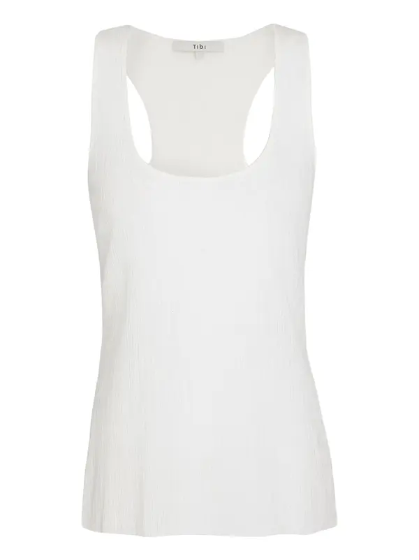 Tibi Cotton-blend Gauze Tank - White