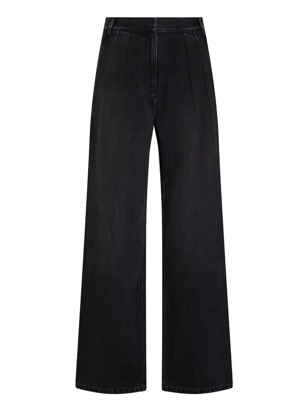Tibi Pleated Wide-leg Jeans - Black