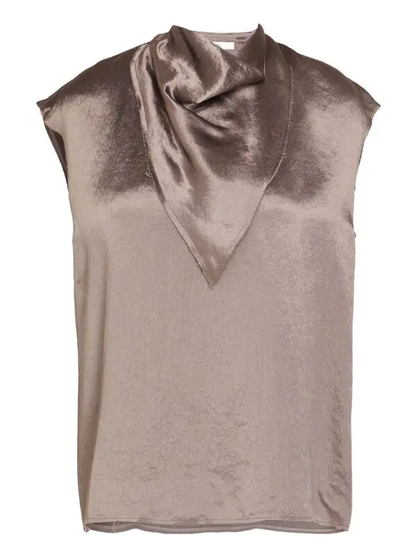 Tibi Draped Satin-crepe Top - Gray