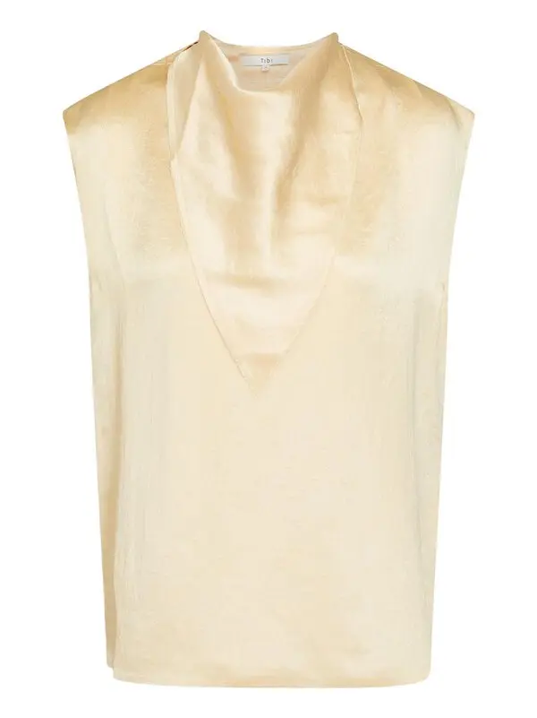 Tibi Draped Satin-crepe Top - Yellow