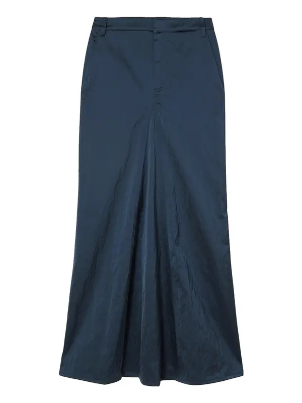 Tibi Crinkled-satin Maxi Skirt - Navy