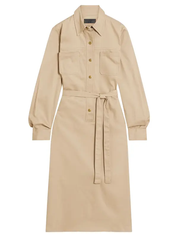 NILI LOTAN Agatha Cotton-twill Midi Shirt Dress - Sand