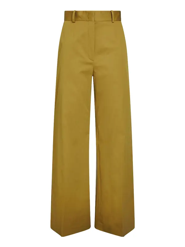 Another Tomorrow Stretch-cotton Twill Wide-leg Pants - Army Green