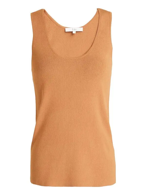 Tibi Ribbed Knit Tank - Camel