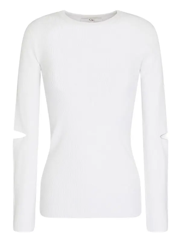 Tibi Cutout Ribbed Top - White