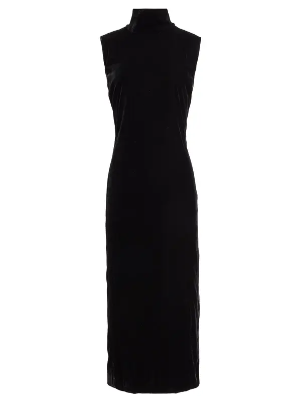 Theory Stretch-velvet Midi Dress - Black