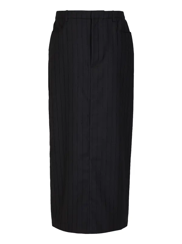 Loulou De Saison Loulou Studio Striped Wool-twill Pencil Skirt - Black