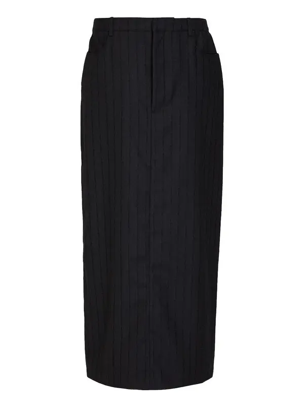 Loulou De Saison Loulou Studio Striped Wool-twill Pencil Skirt - Black