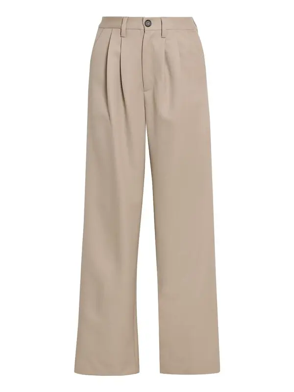 ANINE BING Carrie Pleated Silk-charmeuse Straight-leg Pants - Neutral