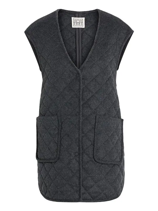 TOTEME Quilted Wool-felt Vest - Black