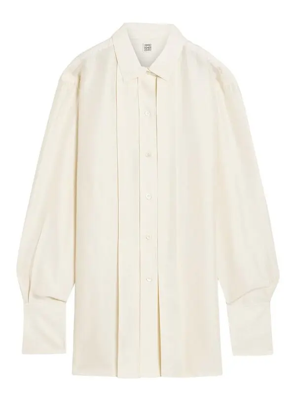 TOTEME Pleated Silk Shirt - Cream