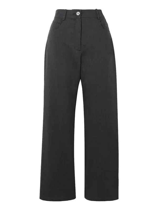 BEARE PARK Wool Straight-leg Trousers - Charcoal