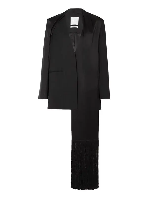 ESSE STUDIOS Mono Fringed Wool-blend And Satin Blazer - Black