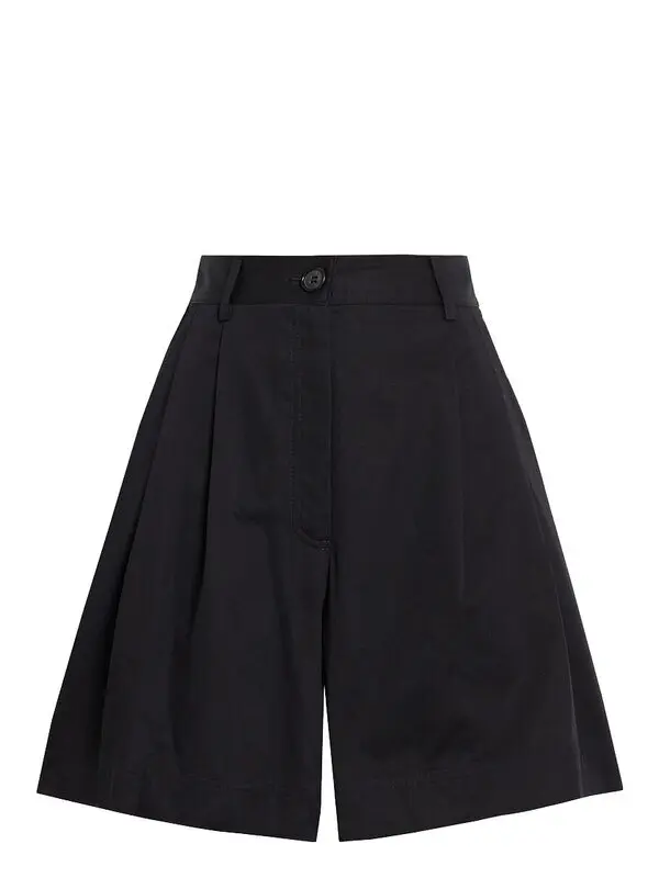 TOTEME Pleated Cotton-twill Shorts - Black