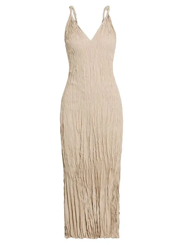 TOTÊME Crinkled Silk Maxi Dress - Beige