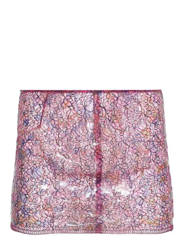 Christopher Esber Sheer Handpainted Lace Mini Skirt - Wisteria