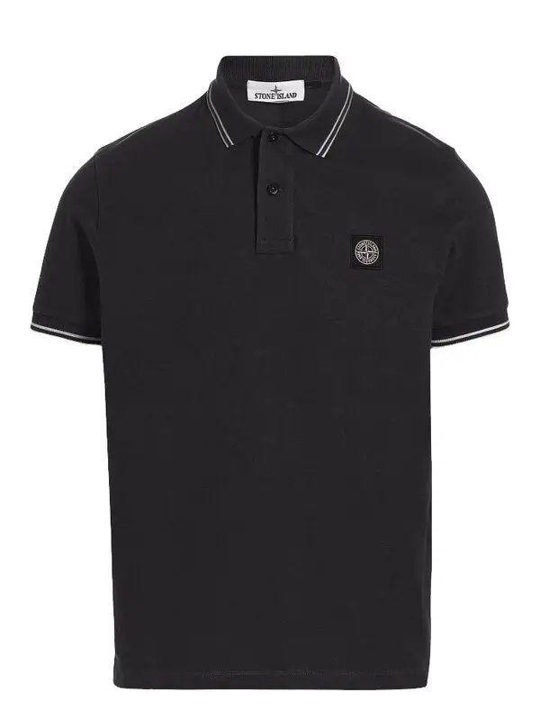 Stone Island Cotton-blend Patch Polo Shirt - Black
