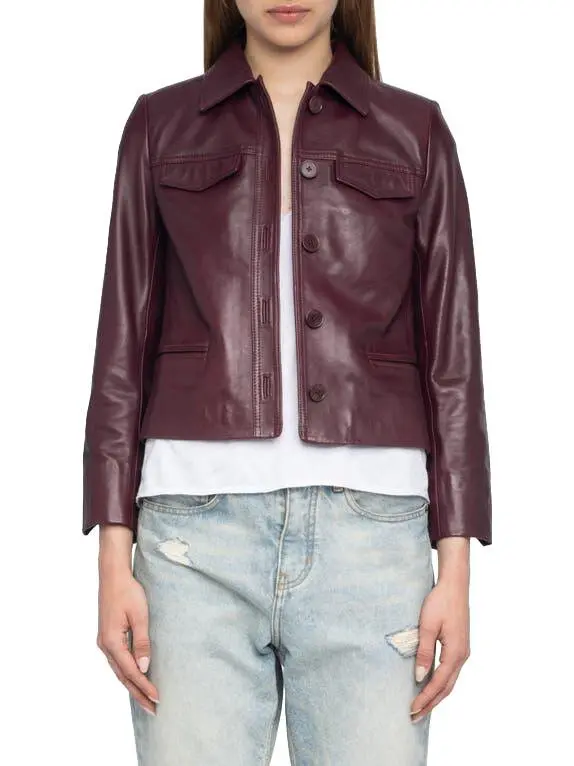 Zadig&Voltaire Liam Leather Jacket - Burgundy