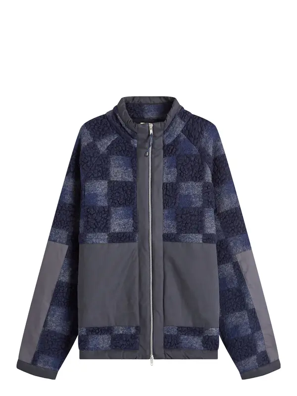 Folk Signal Fleece - Navy Checkerboard