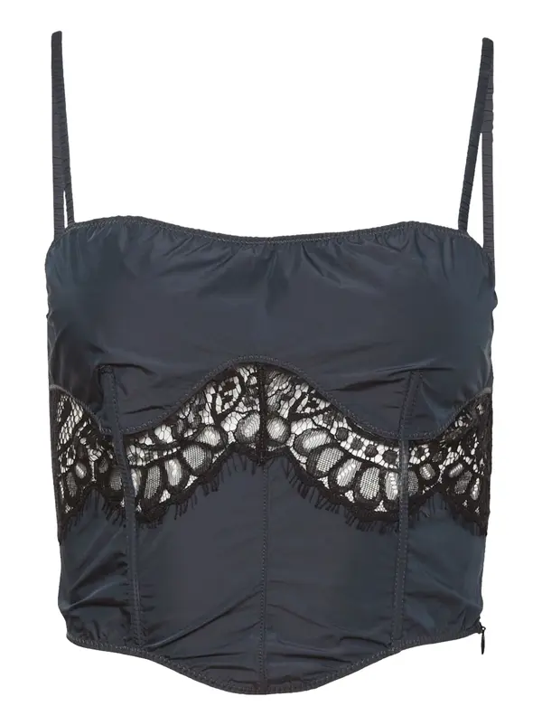 Fleur Du Mal Lace-trim Bustier Top - Blue