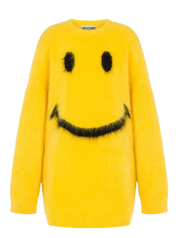 Moschino Intarsia-knit Virgin Wool-mohair Blend Dress - Yellow