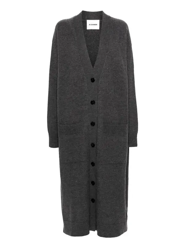 JIL SANDER V-neck Wool Cardigan - Grey