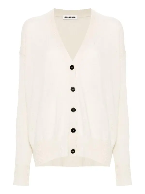 JIL SANDER Cashmere Drop-shoulder Cardigan - White