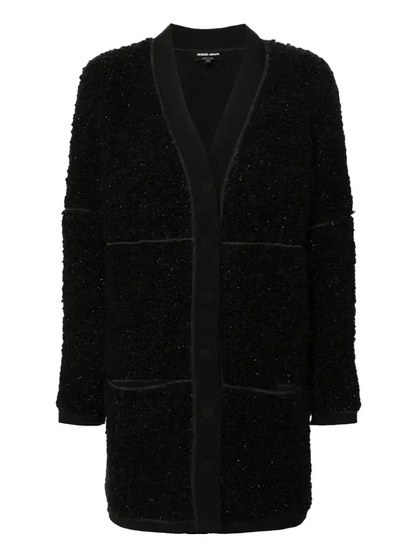 Giorgio Armani Long Bouclé Cardigan Coat - Black