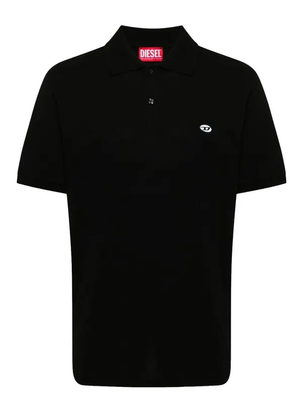 DIESEL Logo-patch Polo Shirt - Black