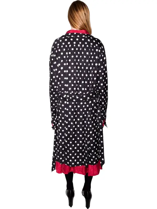 Balenciaga Reversible Belted Polka Dot Dress - Black