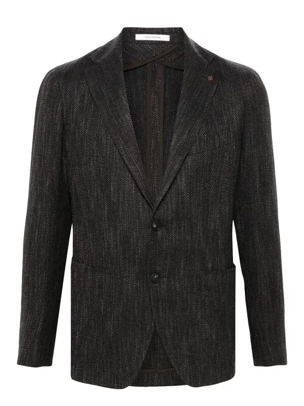 Tagliatore Herringbone Blazer - Brown