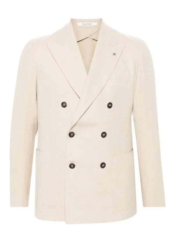 Tagliatore Brooch-detail Double-breasted Blazer - Neutrals