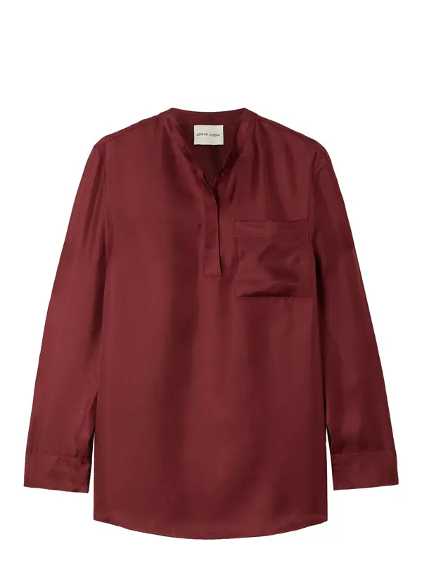 Loulou De Saison Eden Silk-twill Tunic - Burgundy