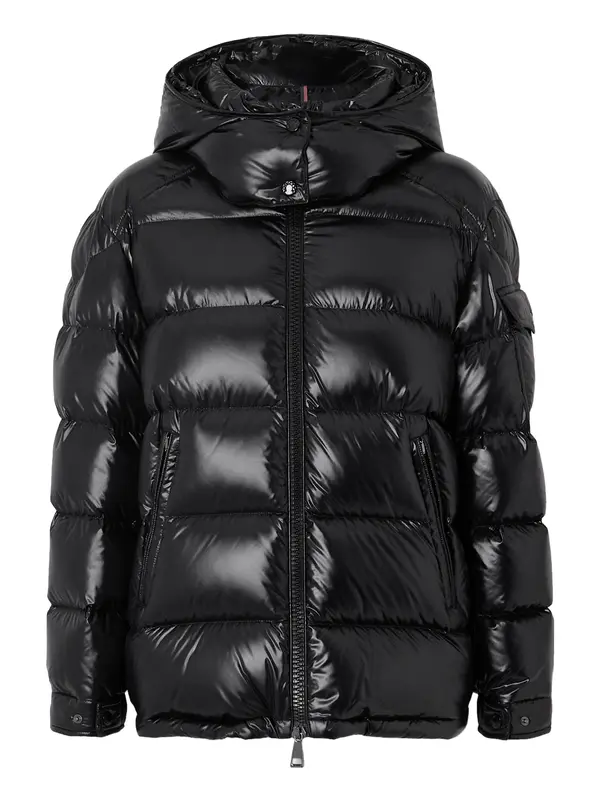 Moncler Maire Hooded Quilted Glossed-shell Down Jacket - Black