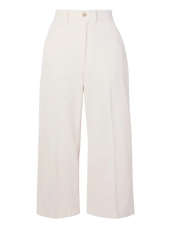 Polo Ralph Lauren Cropped Cotton-corduroy Wide-leg Pants - White