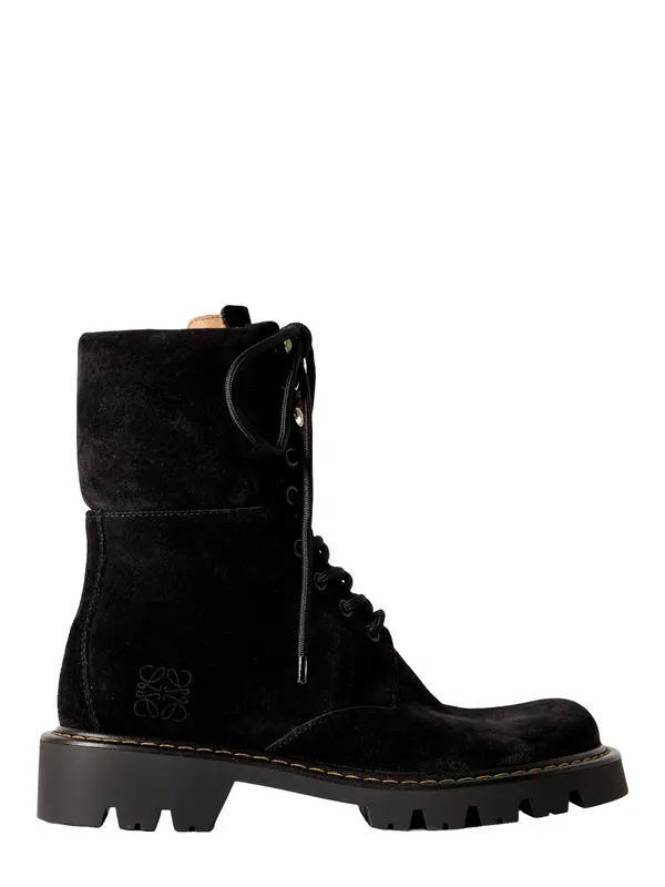 Loewe Sierra Suede Ankle Boots - Black