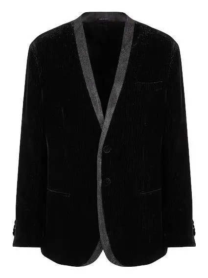 Giorgio Armani Giorgios Single-breasted, Tuxedo Jacket In Shiny Pinstriped Velvet - Black