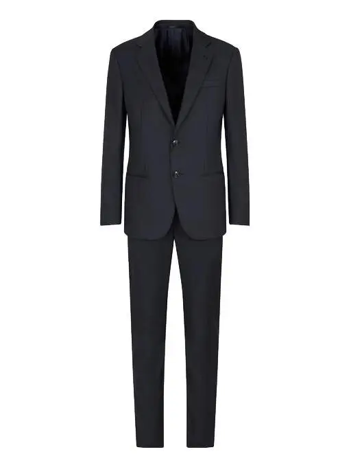 Giorgio Armani Soho Line Single-breasted Suit In A Virgin Wool Canneté-effect Jacquard Weave - Blue