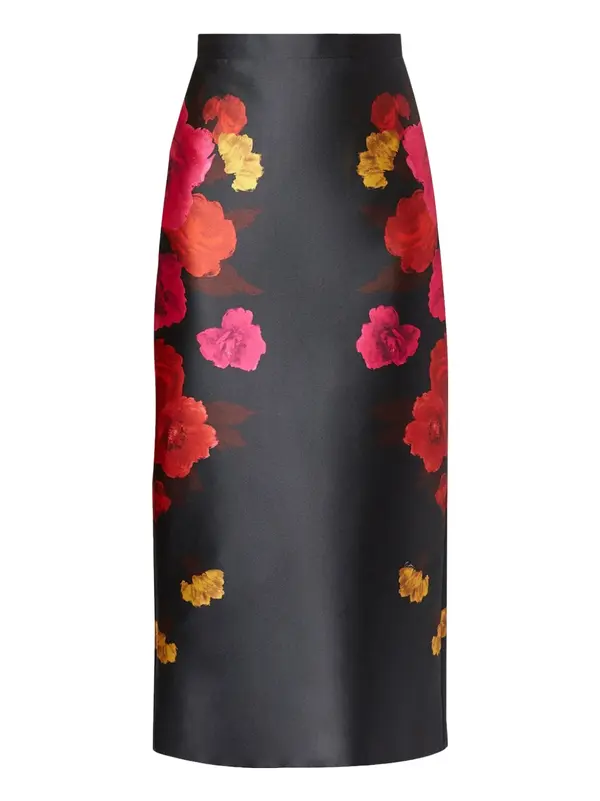 Erdem Floral-print Midi Pencil Skirt - Black