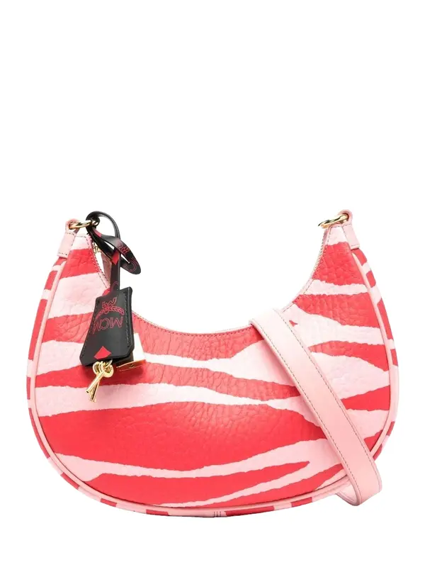 Mcm Zebra-print Leather Shoulder Bag - Pink