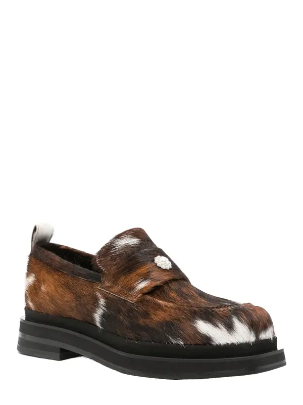 Simone Rocha Cow Pattern Loafers - Brown