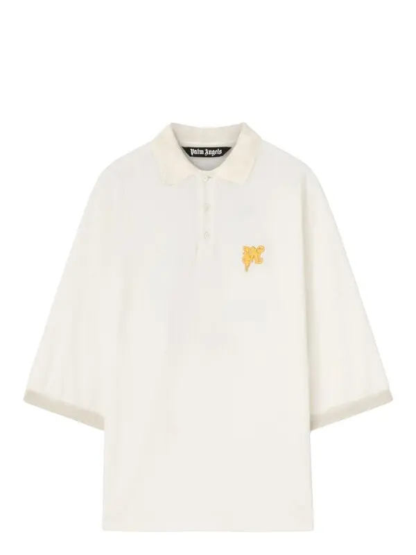 Palm Angels Logo-print Cotton Polo Shirt - White