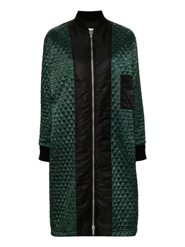 MAISON MARGIELA Single-stitch Logo Quilted Coat - Green