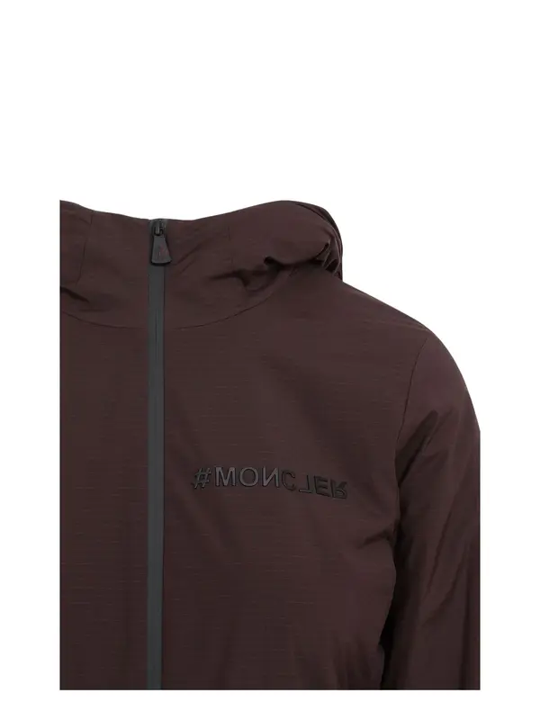 Moncler Monogram-plaque Hooded Jacket - Brown