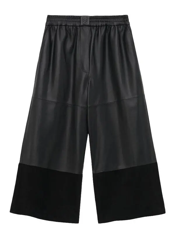 Loewe Cropped Leather Trousers - Black
